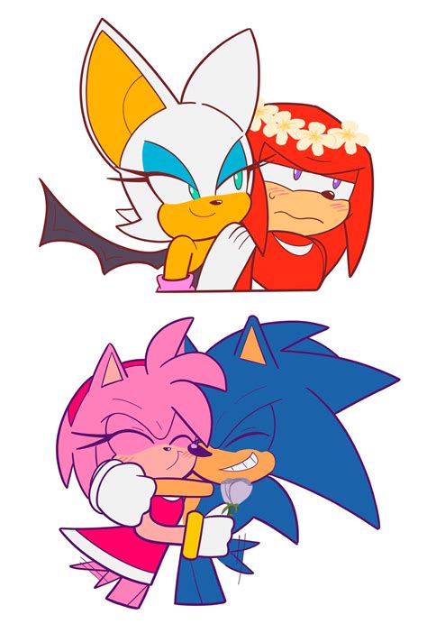 377576 Safe Artistfernsstories Amy Rose Sonic Knuckles The Echidna Sonic Rouge The