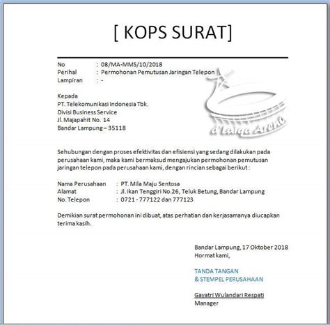 Contoh Surat Pemberitahuan Perubahan Nomor Telepon Sketsa