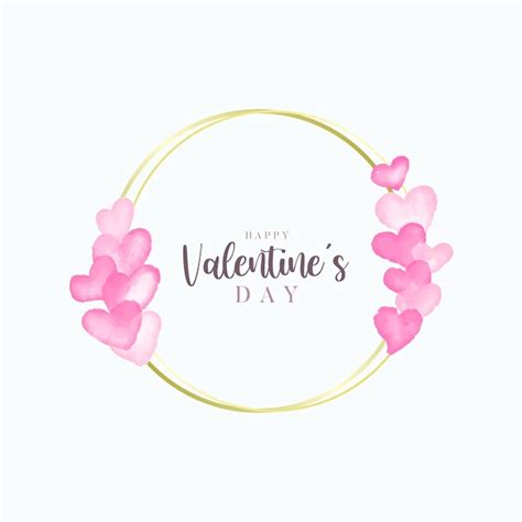 Premium Vector Watercolor Heart Frame With Golden Frame For