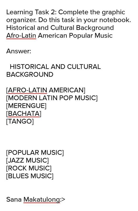 Learning Task Complete The Graphic Organizer Do This Task In Your