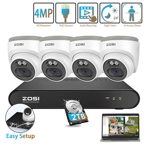 Free Shipping 5MP PoE Security Cameras System ZOSI 8CH Security