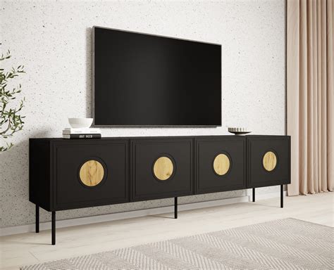 Szafka RTV Czarna PALAZZO 200cm Szafki RTV