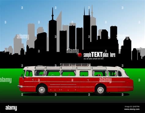Red City Bus On The Road Coach Vector D Illustration Stock Vector