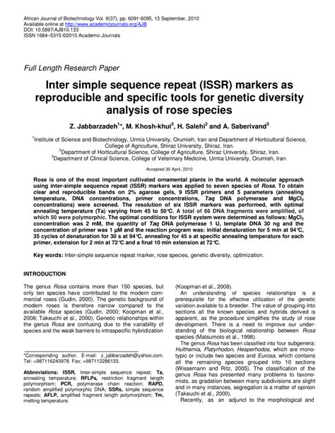pdf inter simple sequence repeat issr markers as reproducible and specific tools for genetic