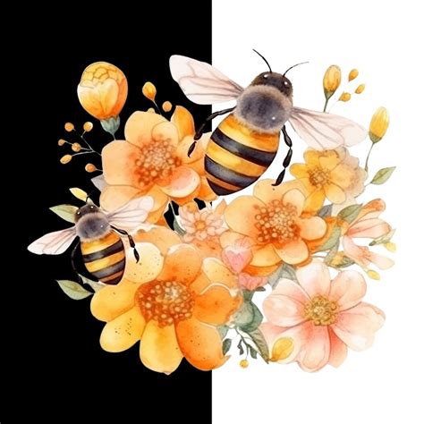 Cute Bee Clipart Watercolor Bees PNG Files Bee Clip Art Etsy