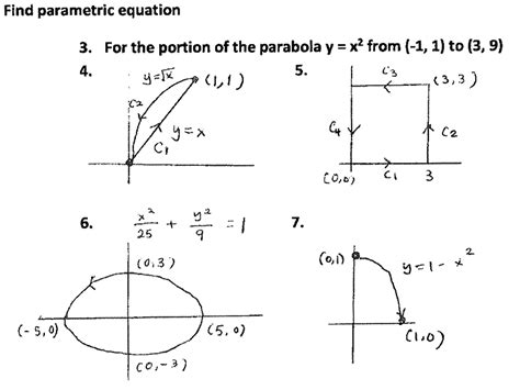 solved find parametric equation for the portion of the