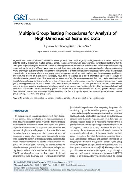 pdf multiple group testing procedures for analysis of high dimensional genomic data