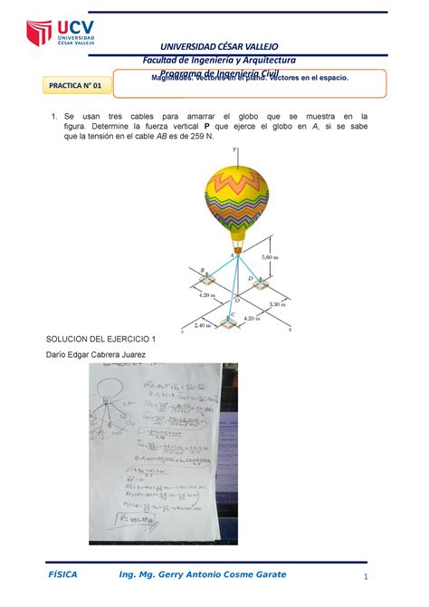 Práctica 01 fisica de vectores para desarrollar Se usan tres cables