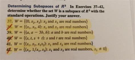 solved determining subspaces of r3 in exercises 37 42