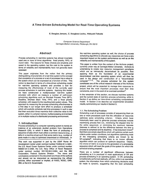 PDF A Time Driven Scheduling Model For Real Time Operating Systems