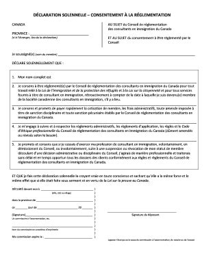 Fillable Online Fr Iccrc Crcic D CLARATION SOLENNELLE CONSENTEMENT LA R