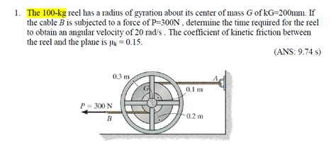 Solved The Kg Reel Has A Radius Of Gyration About Its Chegg