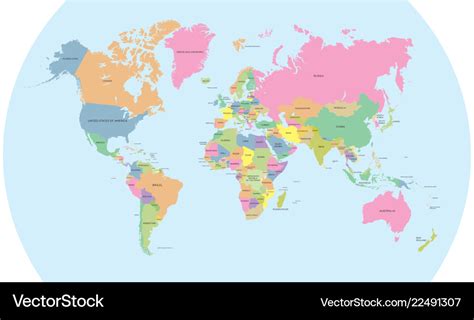 Coloured Political Map Of The World Royalty Free Vector