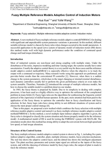 fuzzy multiple reference models adaptive control of induction motors scientific