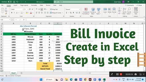 How To Create Bill Invoice In Excel Excel Mai Bill Kisa Banya Excel