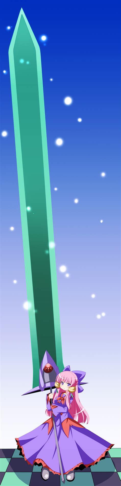 Safebooru Highres Huge Sword Huge Weapon Long Hair Oborotsuki Kakeru Original Pink Hair Sword