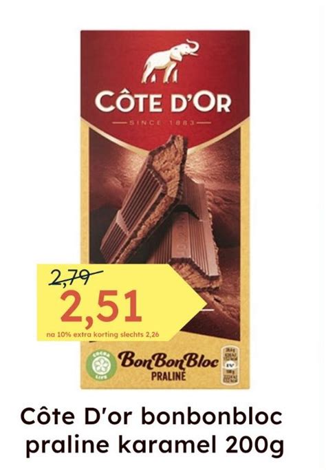 Côte D or bonbonbloc praline karamel 200g aanbieding bij Ochama