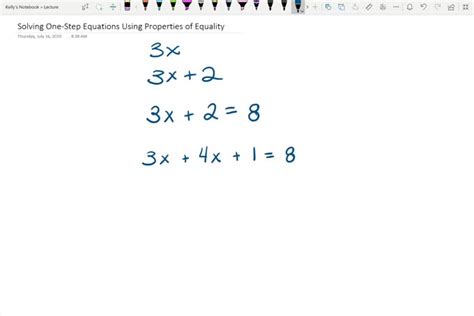 solving one step equations using properties of equality