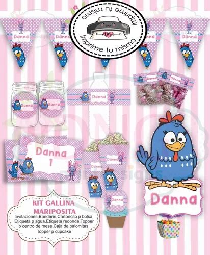 Kit Imprimible Gallinita Pintadita Mariposita Invitaciones Cuotas Sin