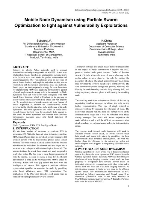 pdf mobile node dynamism using particle swarm optimization to fight against vulnerability
