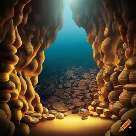A Cave Filled With Golden Coins And Treasures On Craiyon