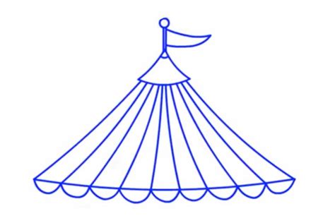 Tent Drawing Simple Easy Circus And Step By Step