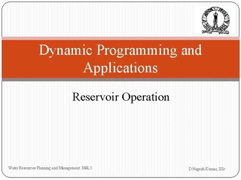 dynamic programming and applications reservoir operation water resources