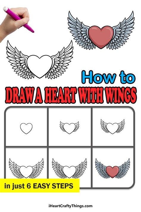 Easy Drawings Of Hearts With Wings Step By Step
