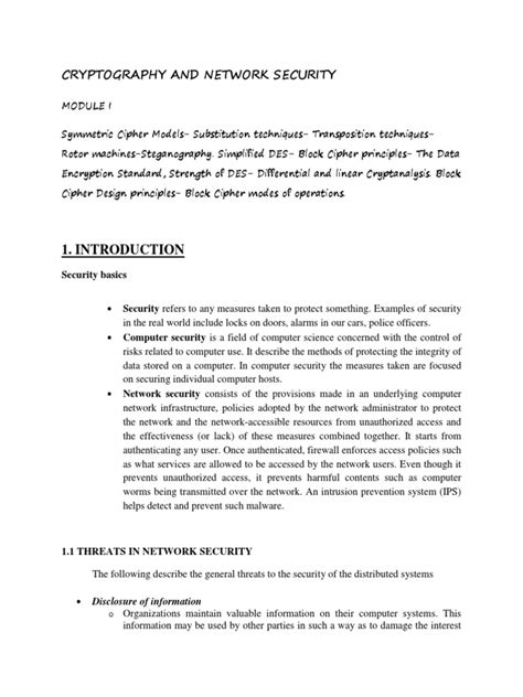 module 1 pdf cryptography cryptanalysis