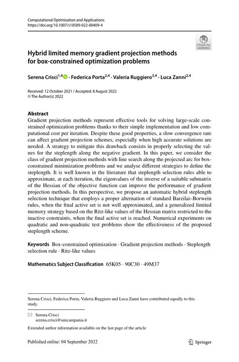 pdf hybrid limited memory gradient projection methods for box constrained optimization problems