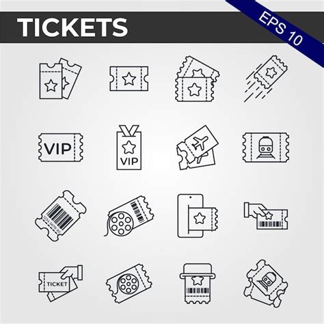 Un conjunto de íconos para boletos que incluyen vip vip y vip