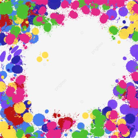 Holi Splash Color Border Indian Festival Holi Splashing Frame PNG