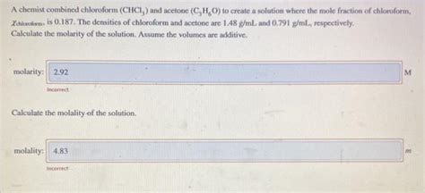 Solved A Chemist Combined Chloroform CHCI And Acetone Chegg