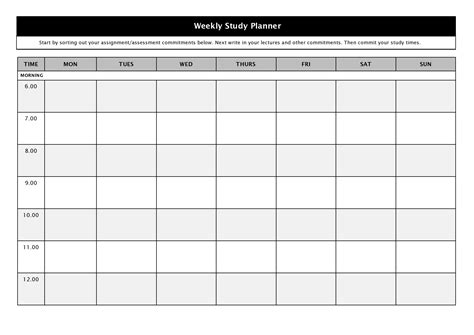 Weekly Study Planner Template Excel Infoupdate Org
