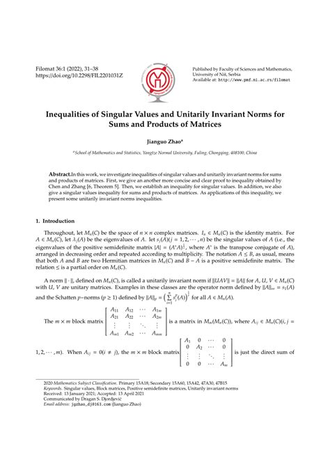 pdf inequalities of singular values and unitarily invariant norms for sums and products of