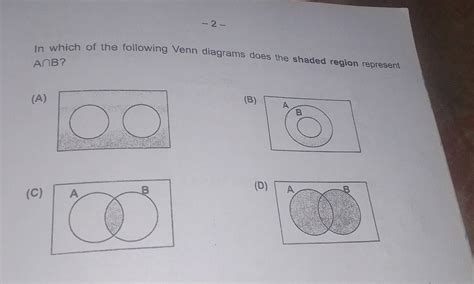 Solved 2 In Which Of The Following Venn Diagrams Does The Shaded