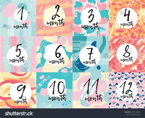 Vector Baby Milestone Cards Girl Boy Stock Vector Royalty Free