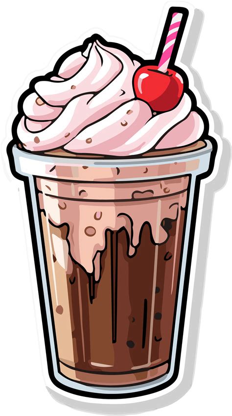 Doodle Chocolate Vanilla Cream Milkshake With A Straw Sticker Clipart