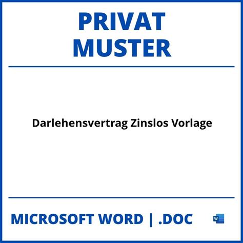Darlehensvertrag Privat Zinslos Muster Vorlage Word