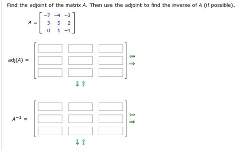 solved find the adjoint of the matrix a then use the adjoint to find the inverse of a if