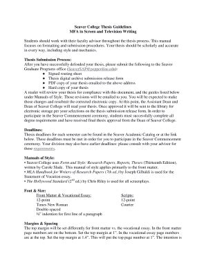 Fillable Online Seaver Pepperdine Seaver College Thesis Guidelines Fax