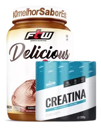 Kit Whey Delicious 3w Ftw 900g Creatina 100 Pura 300g Frete grátis