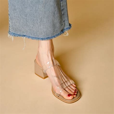 Novo Ver O Transparente Grosso M Dio Sand Lias De Salto Para Mulher