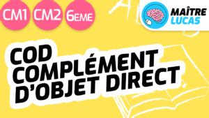 Le complément d objet direct ou indirect CM1 CM2 Maître Lucas
