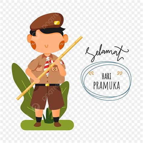 Greeting Hari Pramuka Scout Boy Ilustration Happy Pramuka Day Pramuka