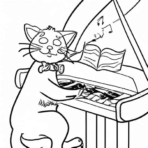 7 Desenhos De Gato Tocando Piano Para Colorir