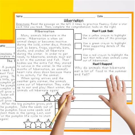 Third Grade Reading Comprehension Worksheet Winter Free Worksheets