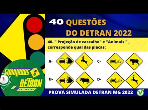 Questões da Prova teórica do Detran 2022 40 Q Prova Simulada do