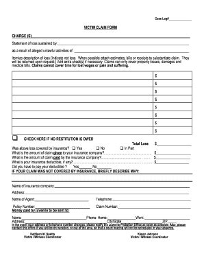 Fillable Online Co Berks Pa VICTIM BCLAIM FORMb CHARGE S BStatementb O