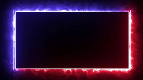 Neon Light Border Frames Template Video Glowing Frame Black Screen